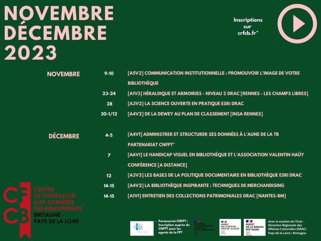 Programme de la formation continue novembre décembre 2023 | Centre de ...